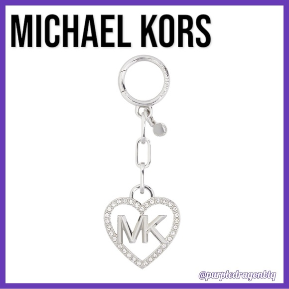 Michael Kors | Accessories | Michael Kors Charms Mk Metal Heart Pave Keybag Charm Nwtin Box ...